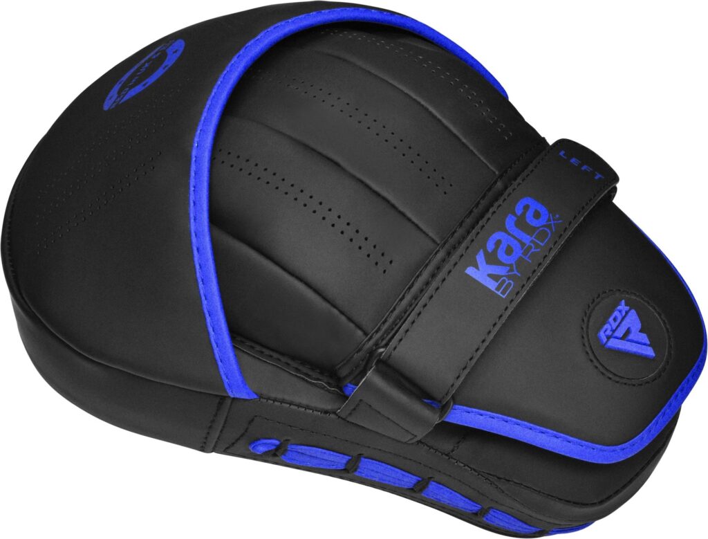RDX, F6 Curved Focus Mitts. Matte Black and Blue - Buds Fitness
