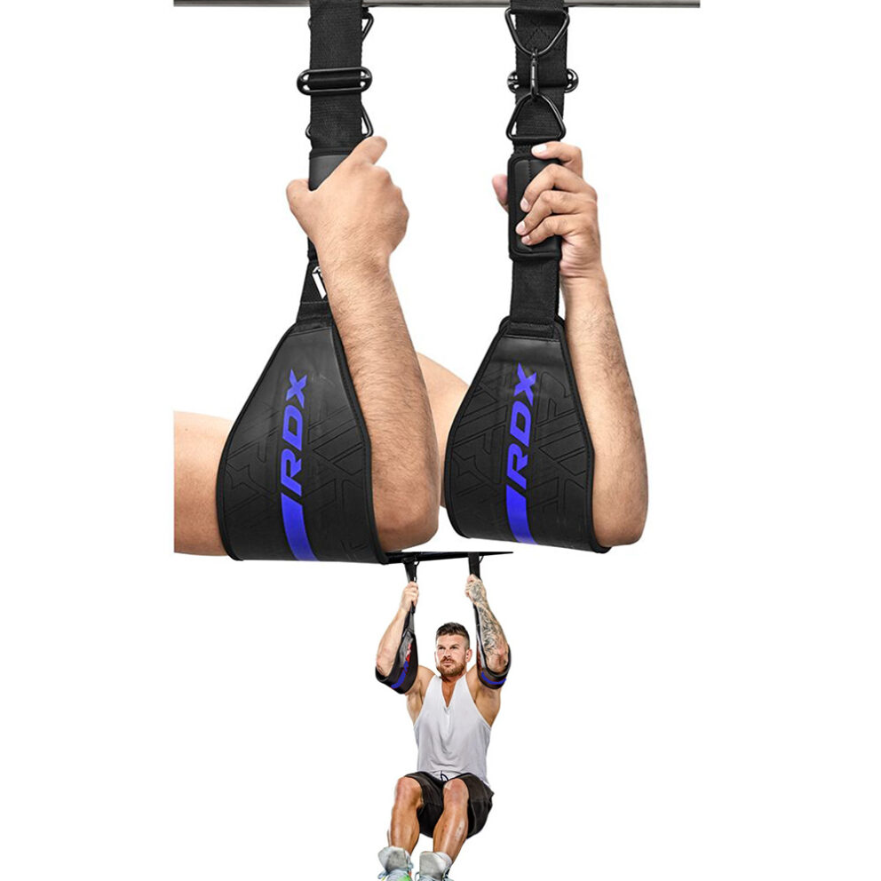 RDX, Gym Ab Straps For Pull Up Bar. Matte Black With Blue Detailing ...