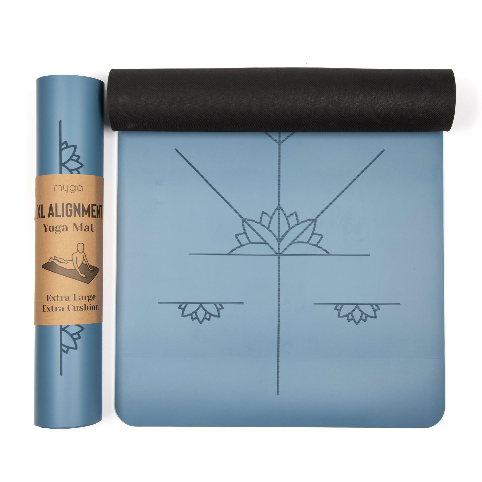 Myga, Extra Large Yoga Alignment Mat - Blue - Buds Fitness