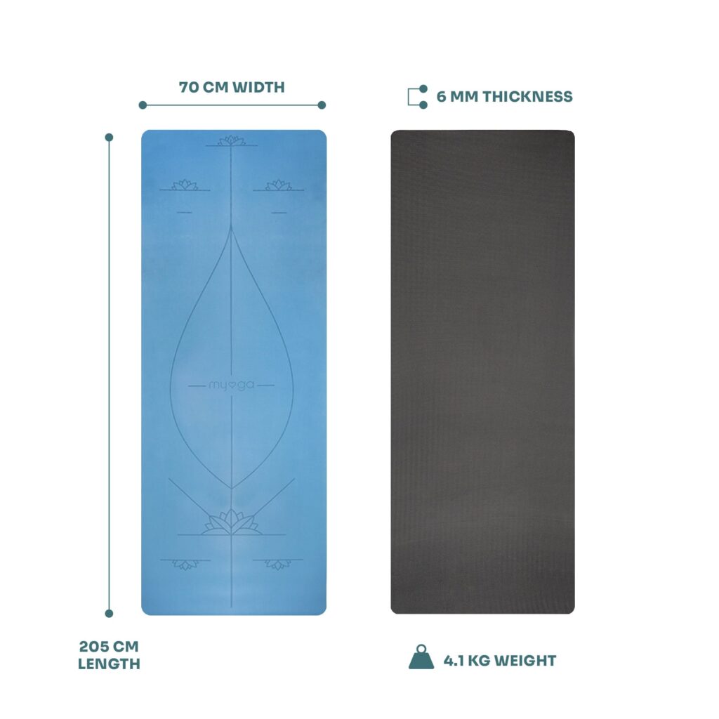 Myga, Extra Large Yoga Alignment Mat - Blue - Buds Fitness