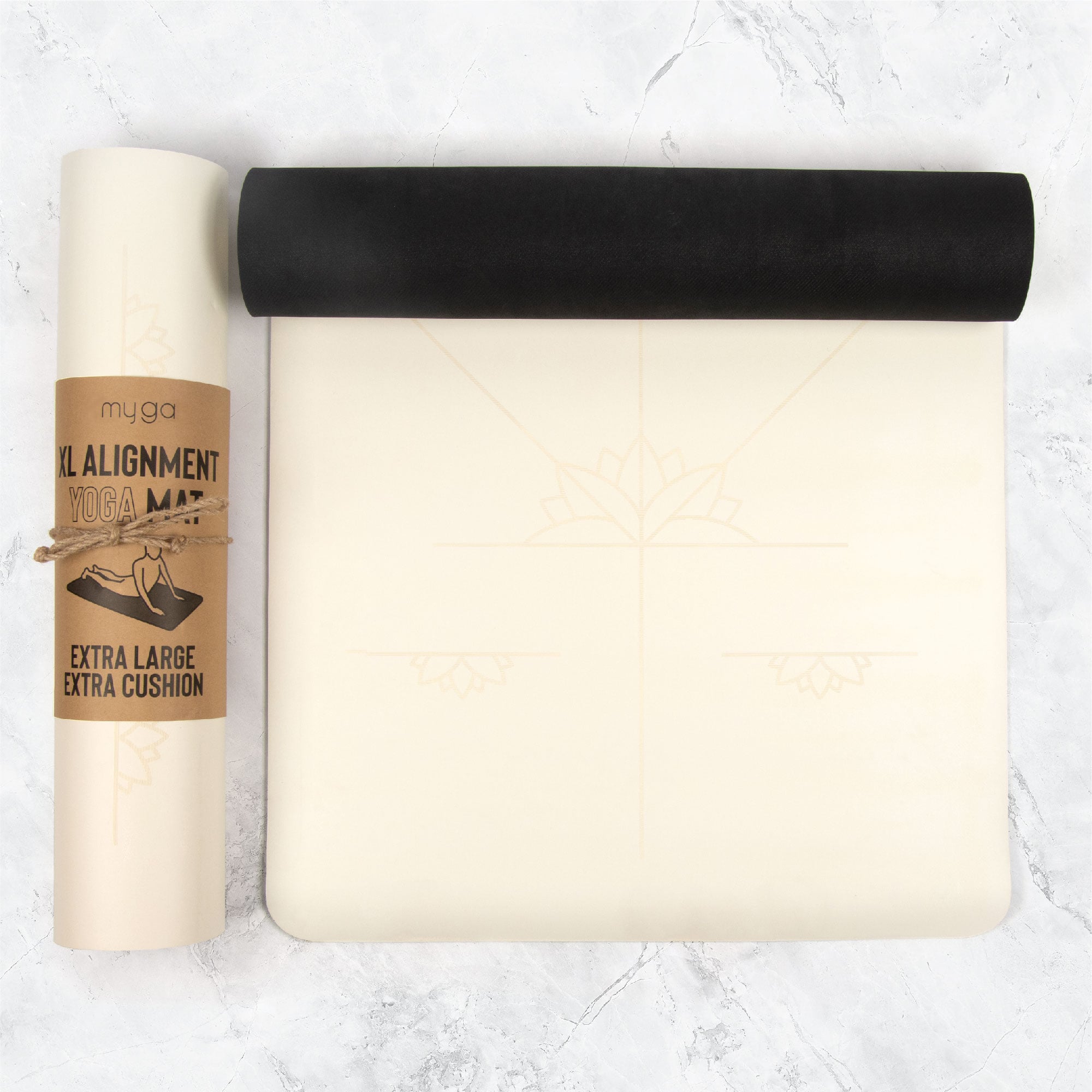 Myga, Extra Large Yoga Alignment Mat – Cream - Buds Fitness