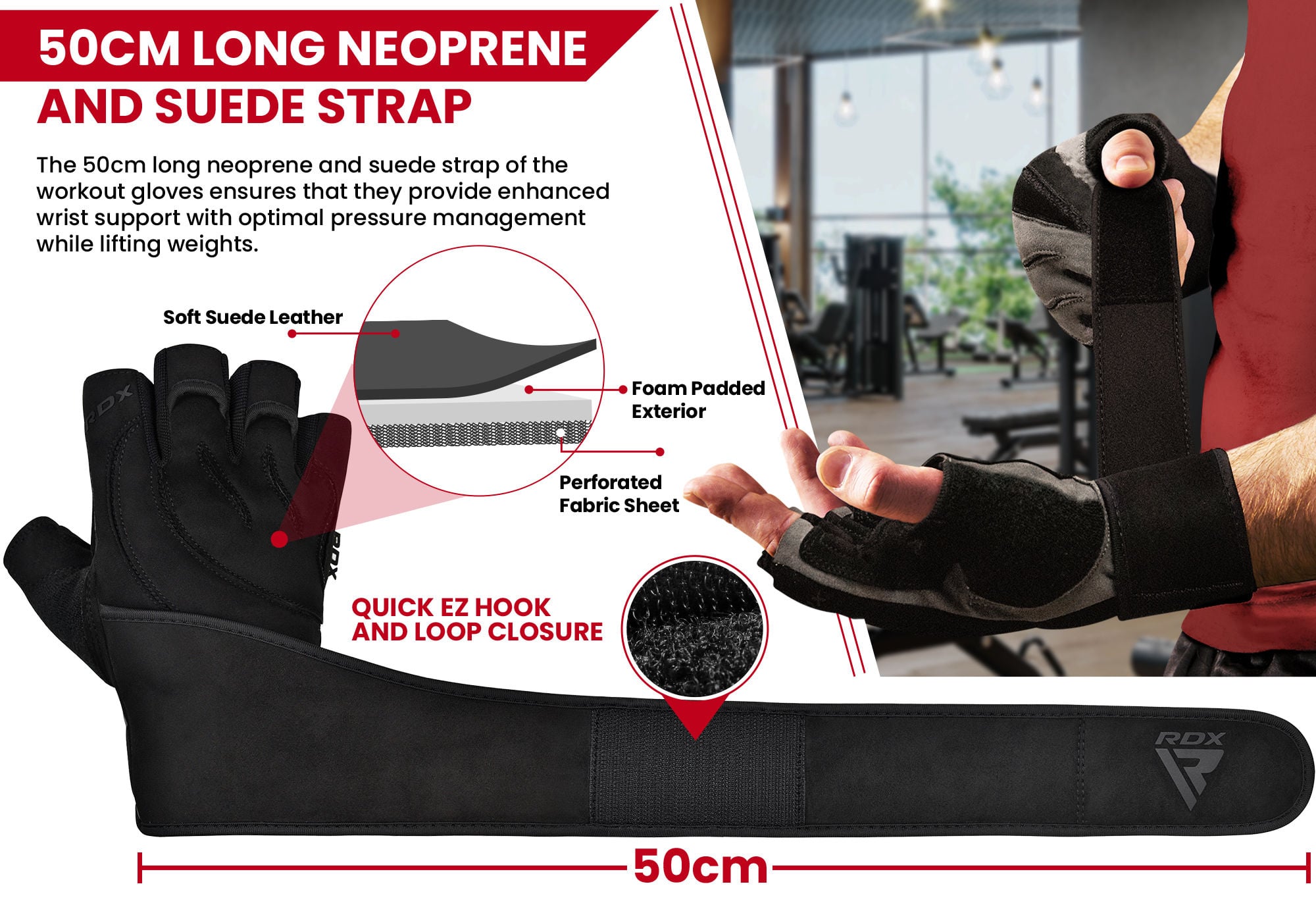 RDX, High Performance Open-Finger Weight Lifting Gloves - Buds Fitness