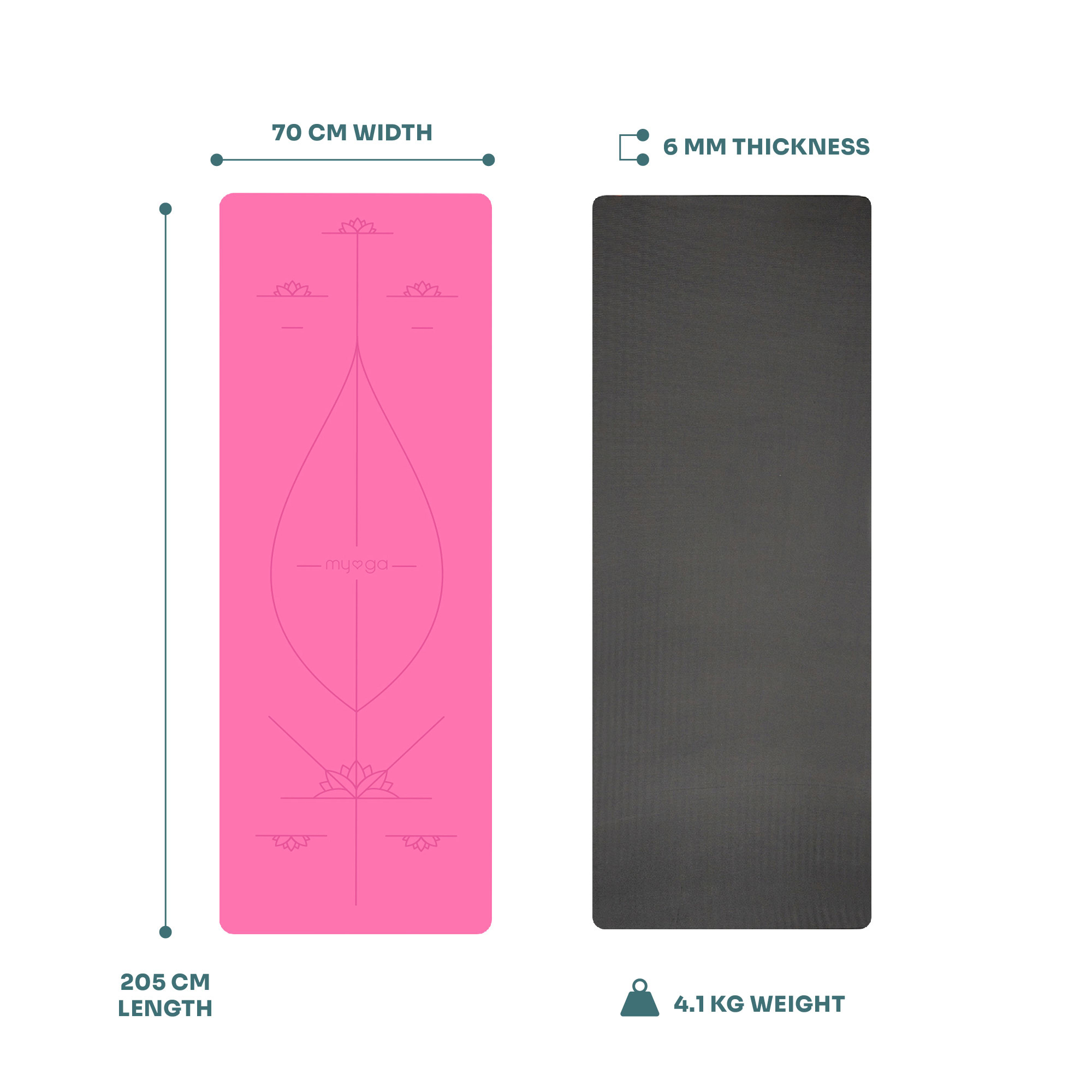 Myga, Pink Extra Large Yoga Alignment Mat - Buds Fitness