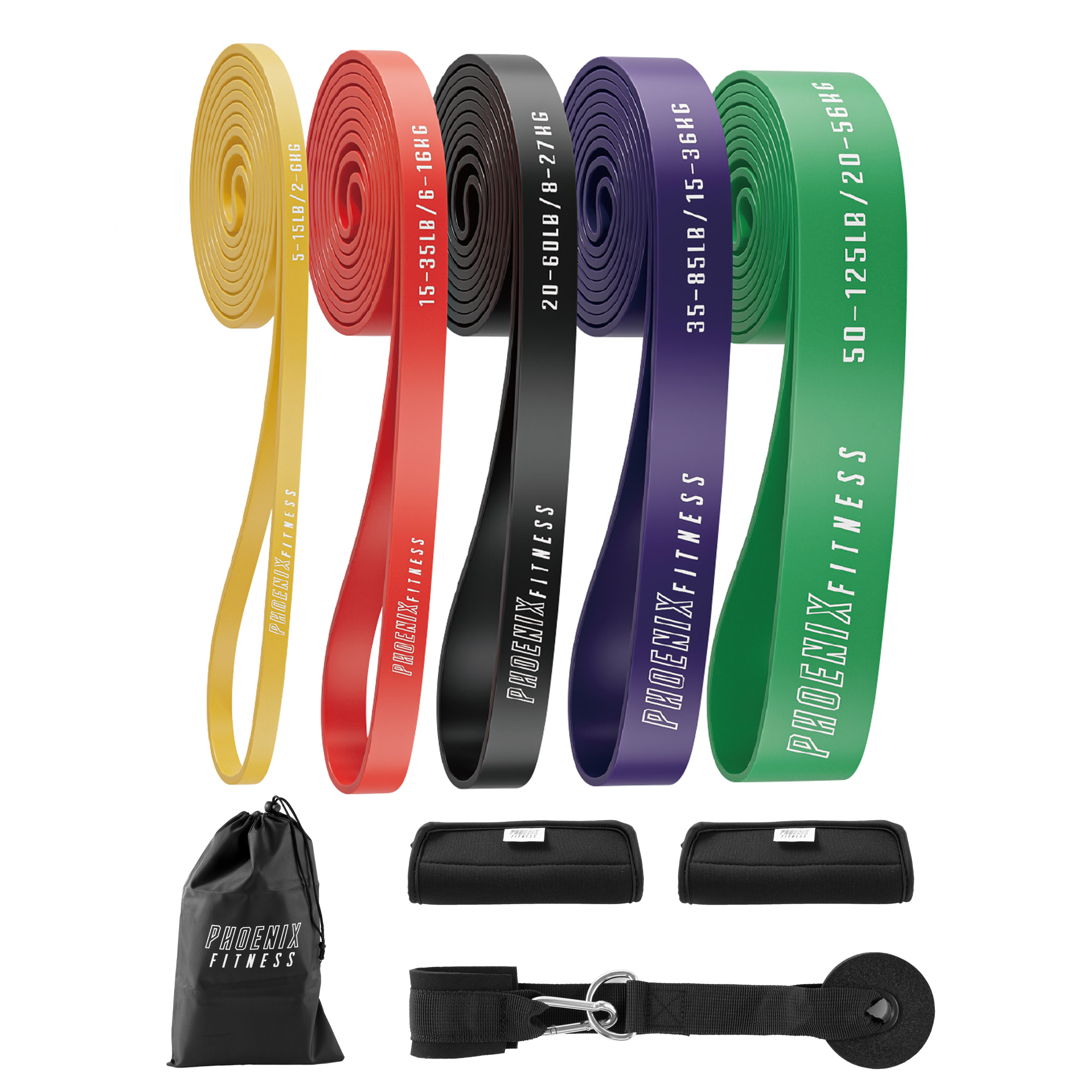 Phoenix Fitness, Set of 5 Pull-Up Resistance Bands - Buds Fitness